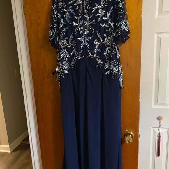 Adrienne | Dresses | Beautiful Navy Blue Dress With Sequins On The ...